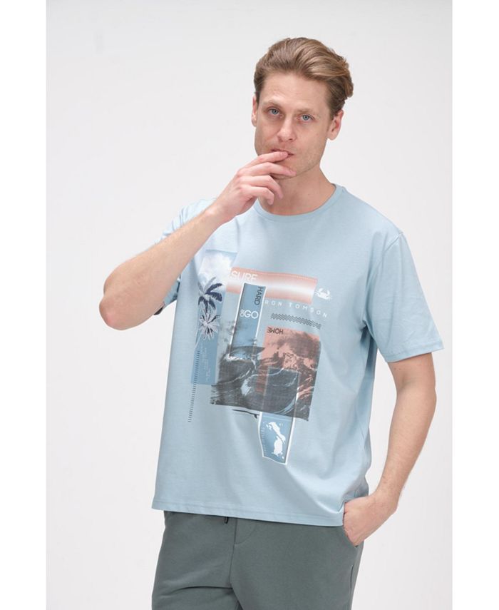 RON TOMSON Men's Modern Print Fitted Palms T-shirt - Macy's