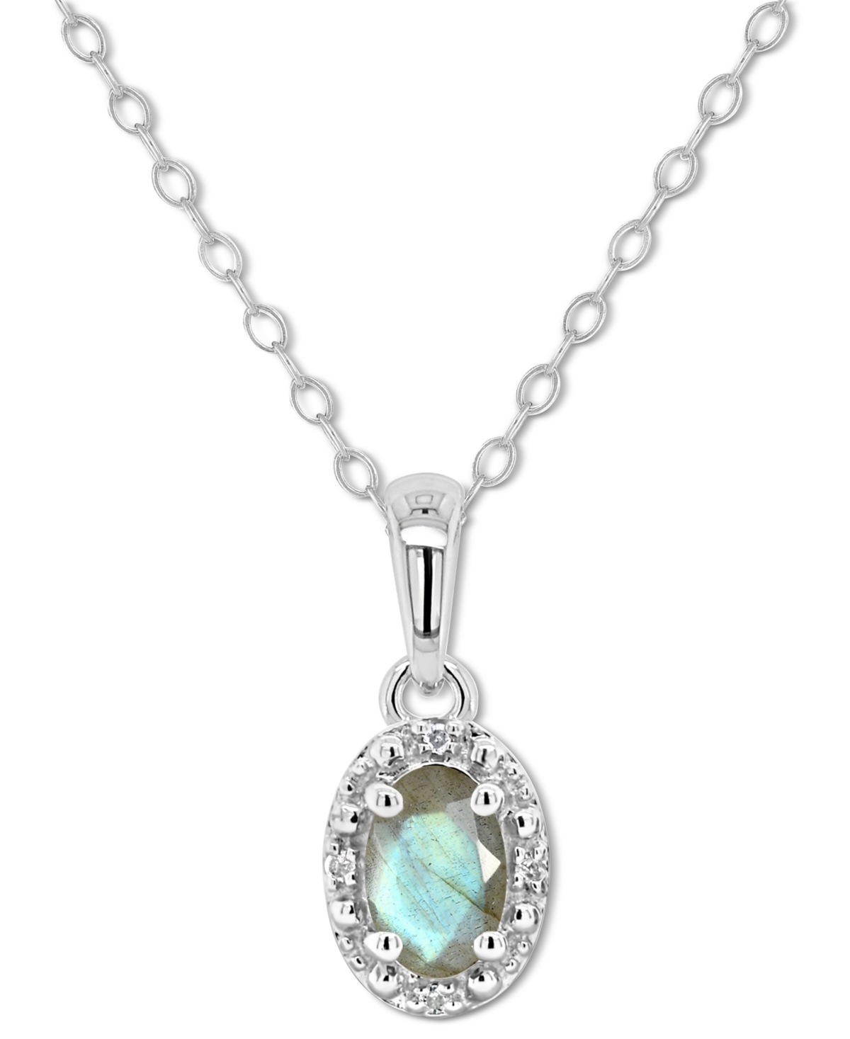 Click here for Labradorite & Diamond Accent Oval 18 Pendant Neckl... prices