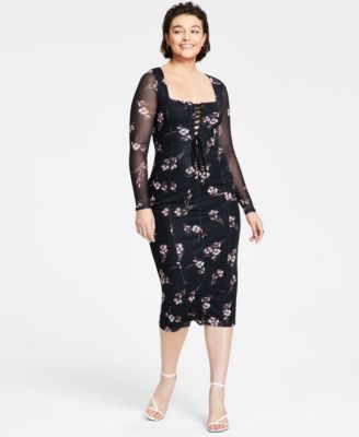 Bar III Women's Lace-Up Midi Dress, Created for Macy's - Macy's
