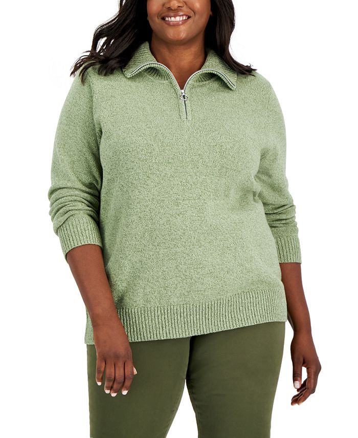 Karen Scott Plus Size Cotton Marled Sweater, Created for Macy's ...