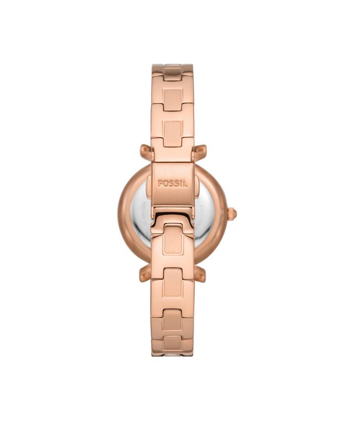 Fossil Women's Carlie Sport Mini Three Hand, Rose Gold Tone Stainless ...