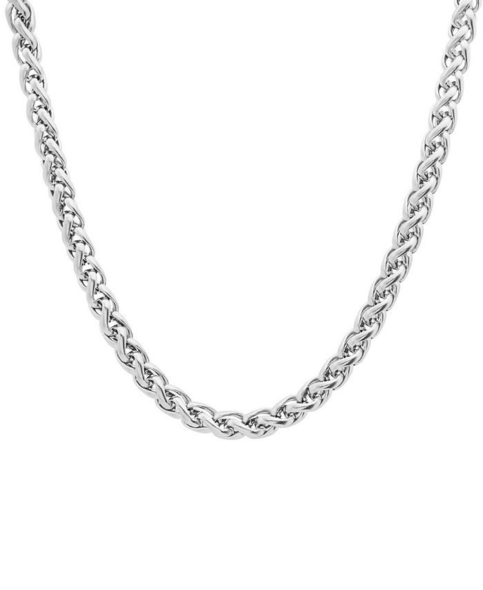 STEELTIME Men's Stainless Steel Wheat Chain Necklace - Macy's