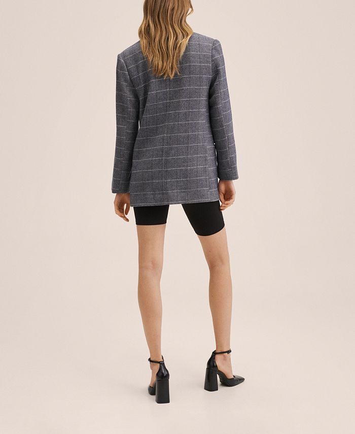 MANGO Women's Check Wool Blazer - Macy's