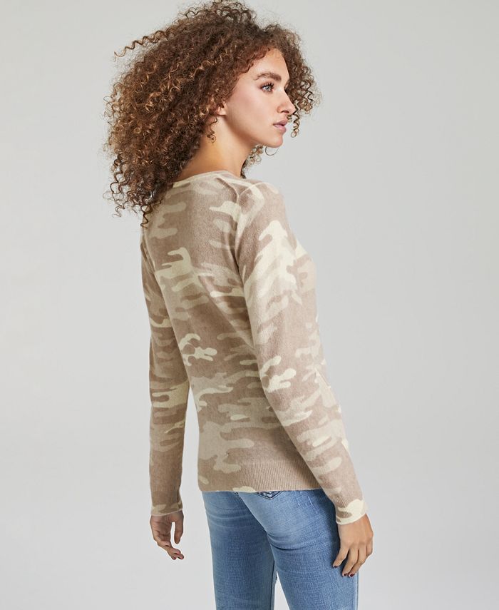 Charter Club Petite 100% Cashmere Camo Sweater, Created for Macy's - Macy's