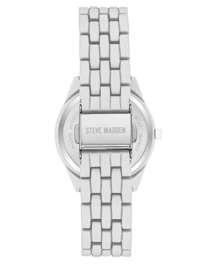 Steve Madden Women's Matte White Rubberized Link Band Watch, 36mm - Macy's