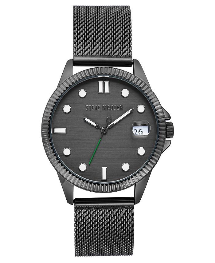 Steve Madden Women's gunmetal Gray-Tone Stainless Steel Mesh Strap ...