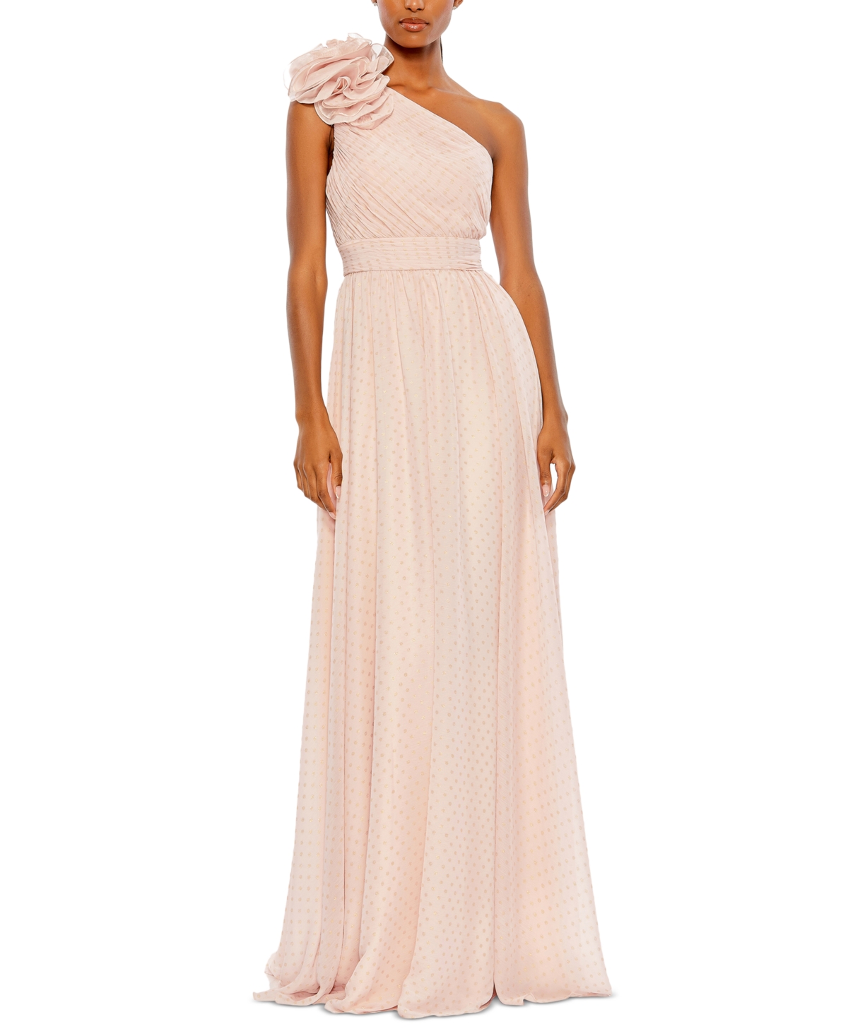 Click here for Mac Duggal Womens Polka Dot Ruffled One Shoulder G... prices