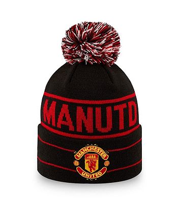 New Era Men's Black Manchester United Jake Cuffed Knit Hat with Pom ...
