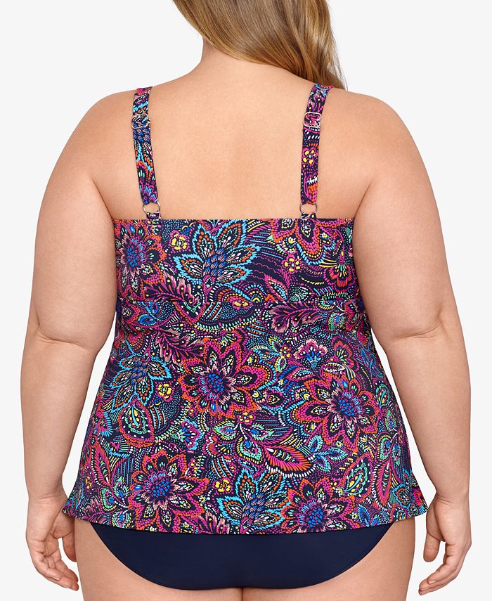 Swim Solutions Plus Size Tummy Control Tiered Fauxkini Created For