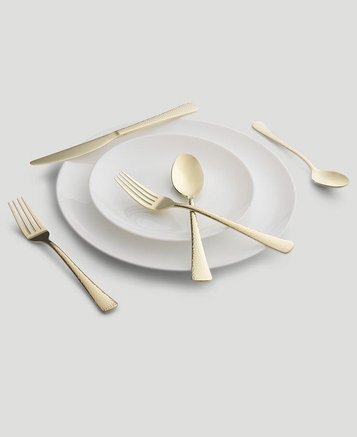 Cambridge Silversmiths Brody Champagne Mirror Hammered Flatware Set, 20 ...