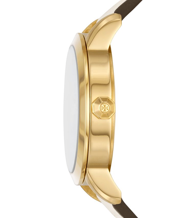 Tory Burch Women's The Tory Monogram Embossed Leather Strap Watch 34mm ...