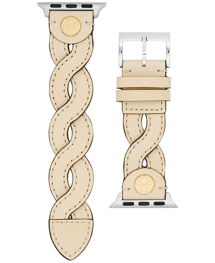 Tory Burch Interchangeable Cream Braided Leather Strap For Apple Watch ...