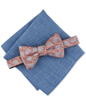 Bar III Men's Wiles Floral Bow Tie & Pocket Square Set, Created for ...