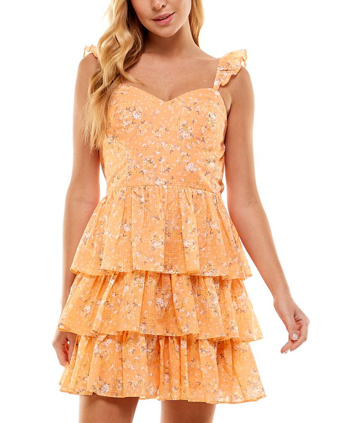 City Studios Juniors' Tiered Ruffle-Strap Dress - Macy's
