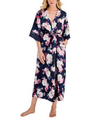 I.N.C. International Concepts Women's Bouquet Lace-Trim Long Wrap Robe ...