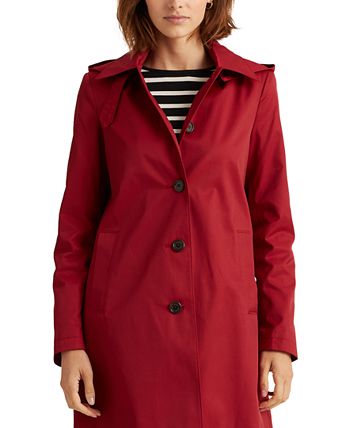 Lauren Ralph Lauren Women's Hooded Single-Breasted A-Line Raincoat ...