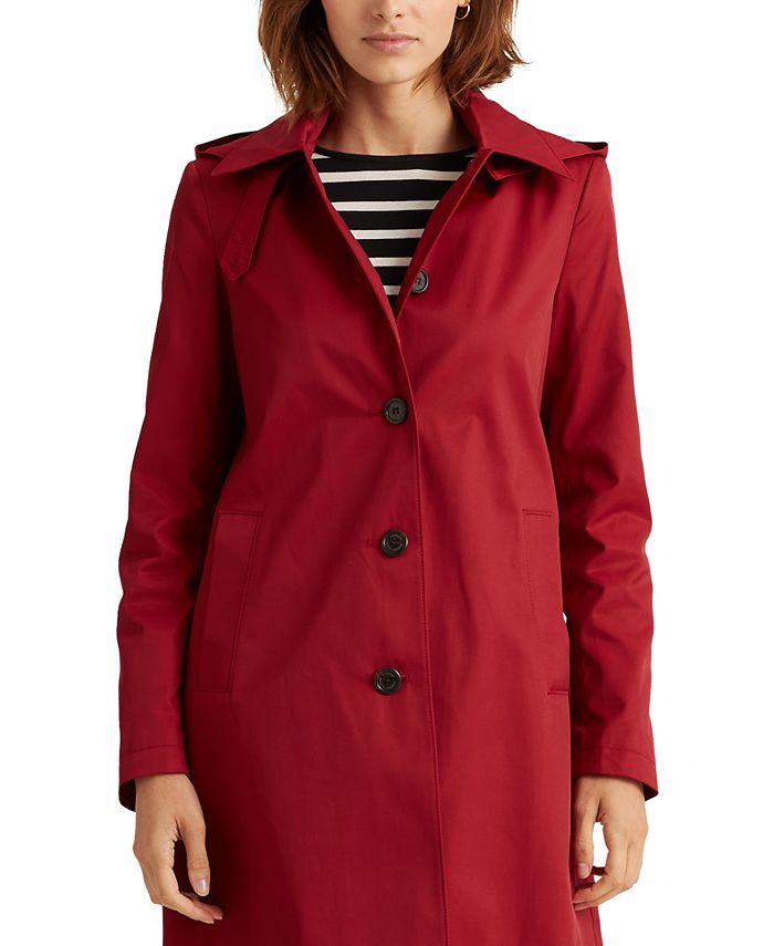 Lauren Ralph Lauren Women's Hooded Single-Breasted A-Line Raincoat ...