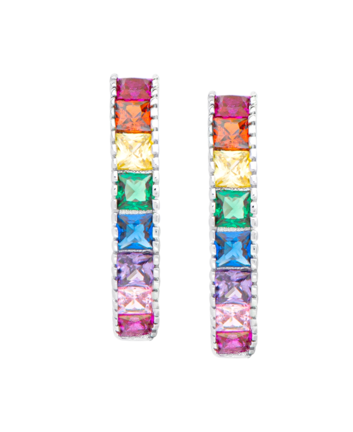 Click here for Macys Womens Rainbow Hoop Earrings - Silver prices