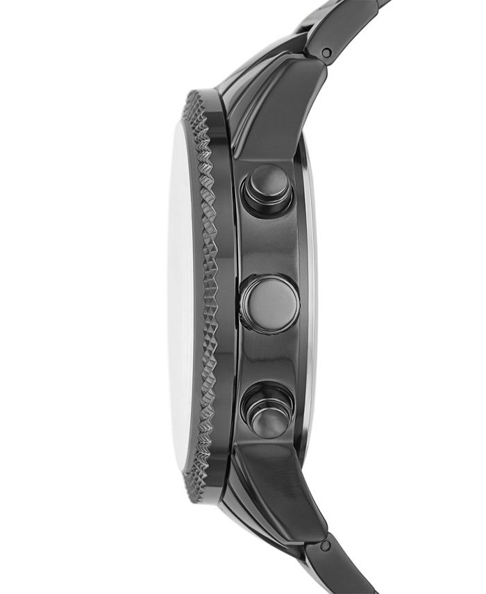 Folio Men's Black Stainless Steel Bracelet Watch, 46mm Gift Set - Macy's