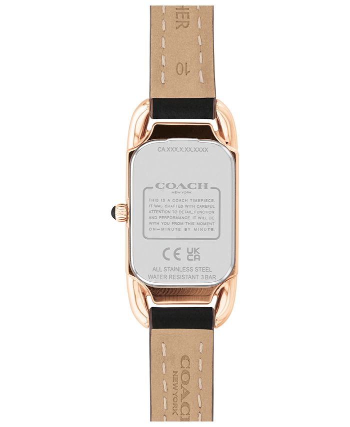 COACH Women's Cadie Black Leather Strap Watch 17.5mmX28.5mm - Macy's