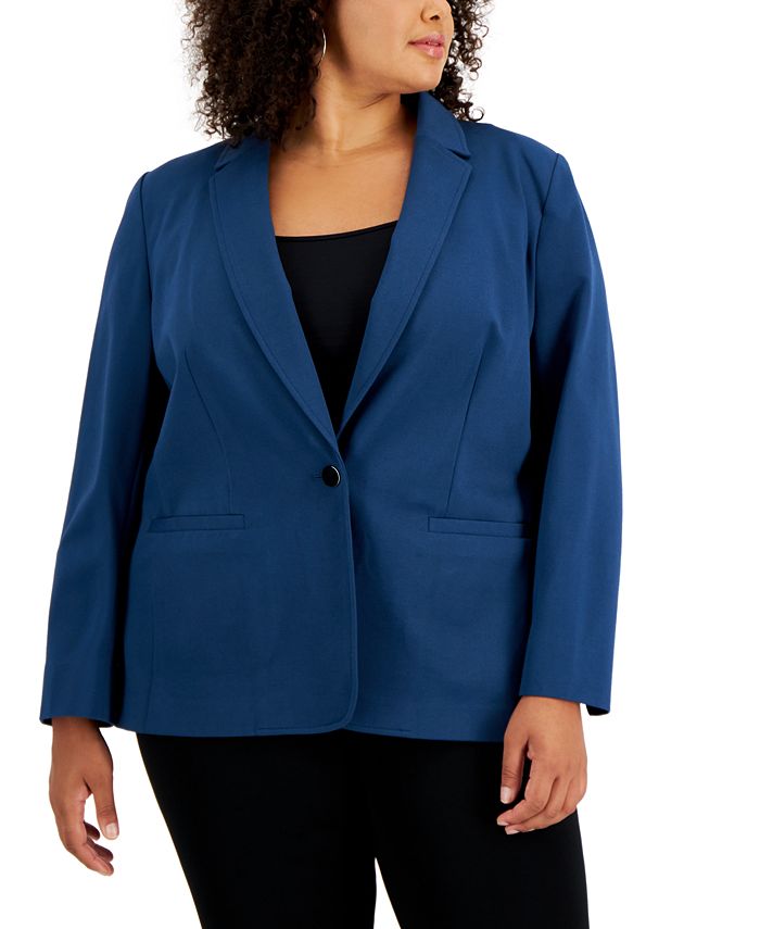 Bar III Plus Size Notched-Collar One-Button Jacket, Created for Macy's ...