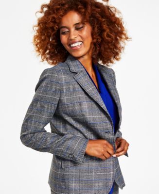 Kasper Women's Glen Plaid Two-Button Blazer - Macy's
