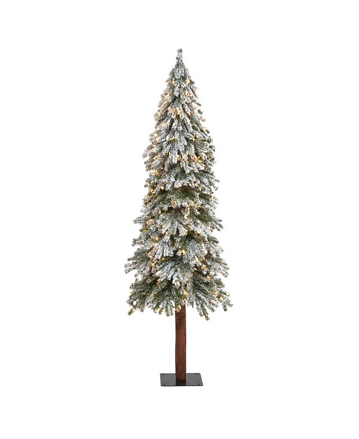 Nearly Natural Flocked Grand Alpine Artificial Christmas Tree with ...