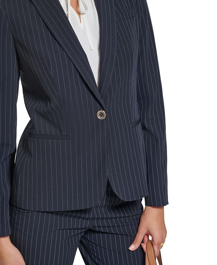 Tommy Hilfiger Women's Pinstriped One-Button Blazer - Macy's