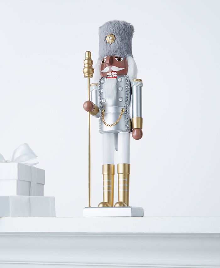 Holiday Lane Silver- & Gold-Tone African American Soldier Nutcracker with Staff, Created for ...