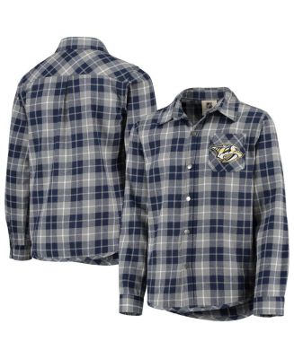 Big Boys Navy, Gray Nashville Predators Sideline Plaid Button-Up Shirt ...