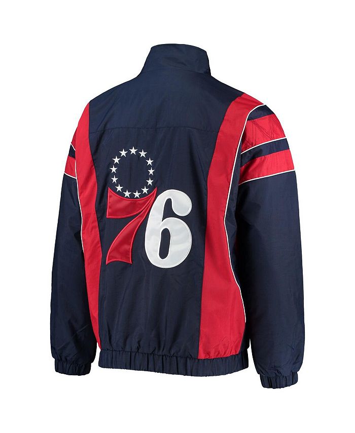 Starter Men's Navy Philadelphia 76ers The Impact Oxford Crinkle 1/2-Zip ...