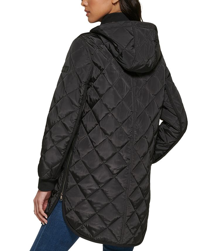 DKNY Women's Hooded Diamond Quilted Coat - Macy's