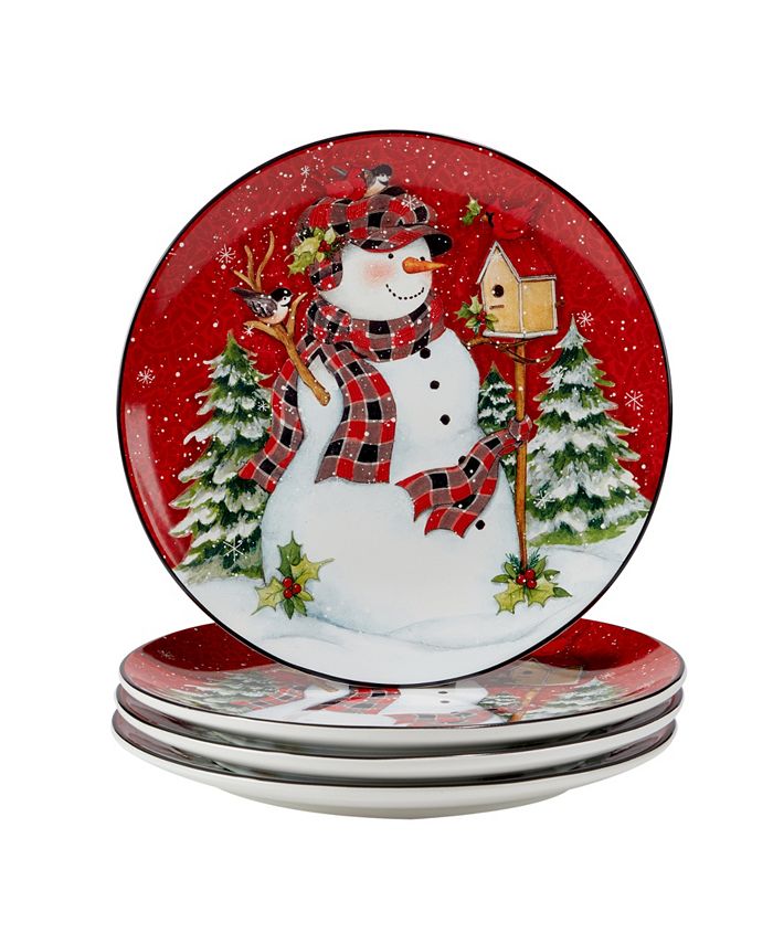 Certified International Christmas Lodge Snowman 16 Piece Dinnerware Set ...