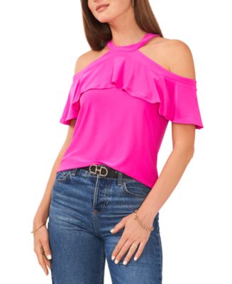 Sam & Jess Ruffled Cold-Shoulder Top & Reviews - Tops - Women - Macy's
