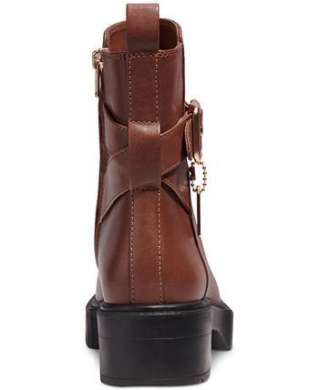 COACH Women's Lacey Buckled Lug Sole Engineer Boots - Macy's