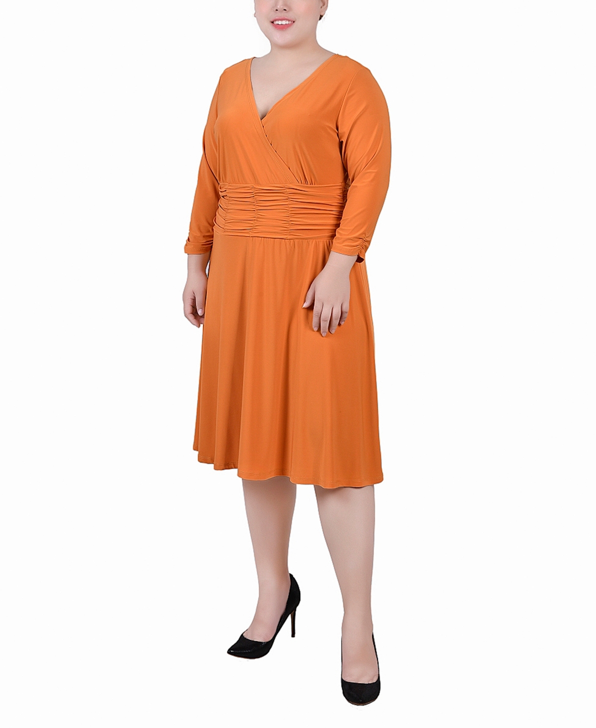 Click here for Ny Collection Plus Size Ruched A-Line Dress - Dese... prices