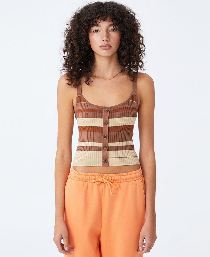 COTTON ON Women's Rib Knit Button Camisole Top - Macy's