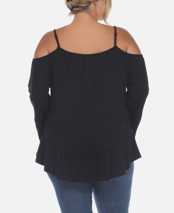White Mark Plus Size Cold Shoulder Ruffle Sleeve Top - Macy's