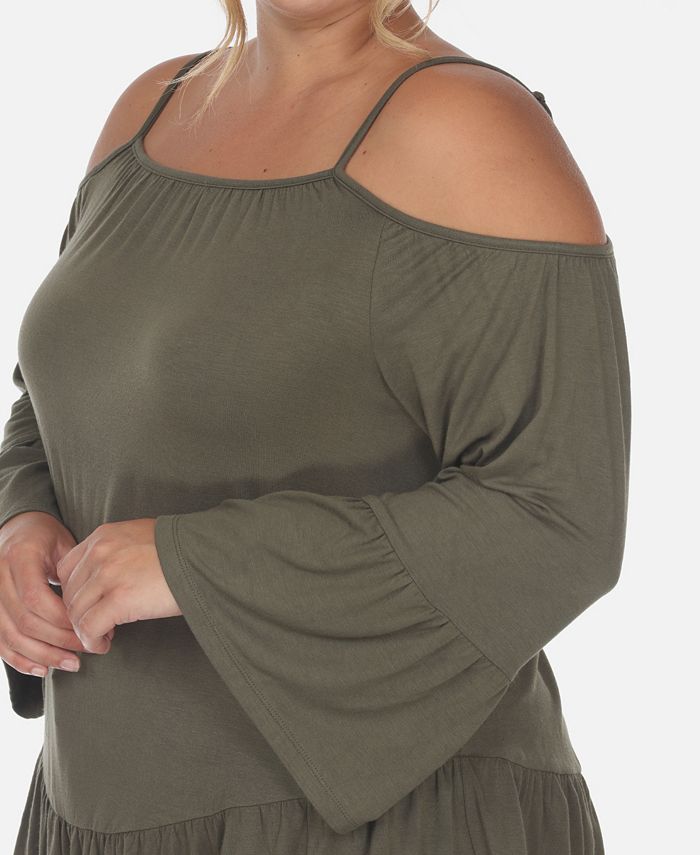 White Mark Plus Size Cold Shoulder Ruffle Sleeve Top - Macy's