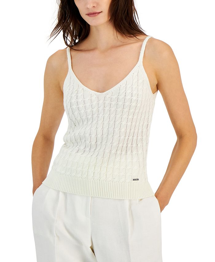 Calvin Klein Women's X-Fit Cable Knit Camisole - Macy's