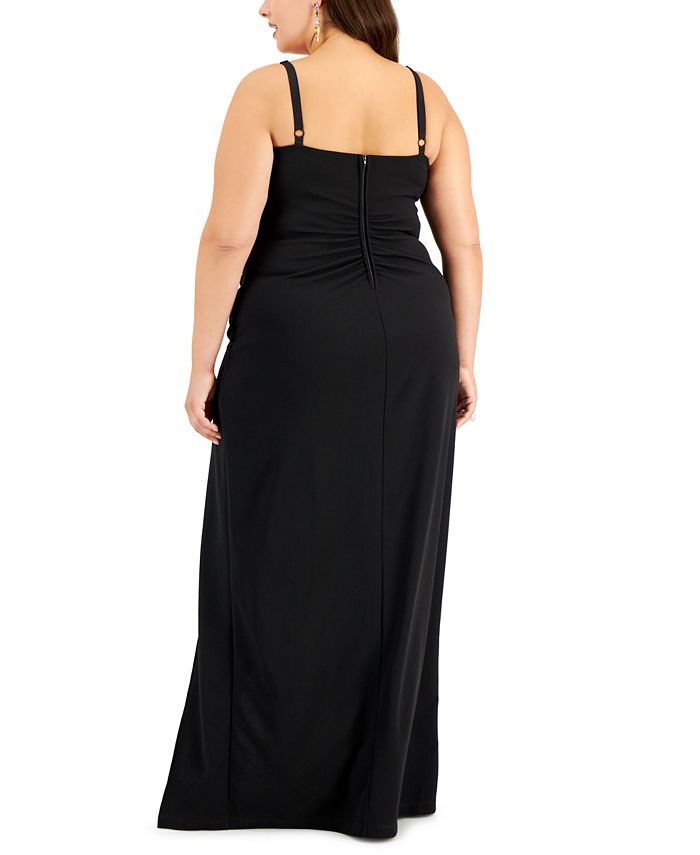 Emerald Sundae Trendy Plus Size Cowlneck Side-Ruched Maxi Dress ...