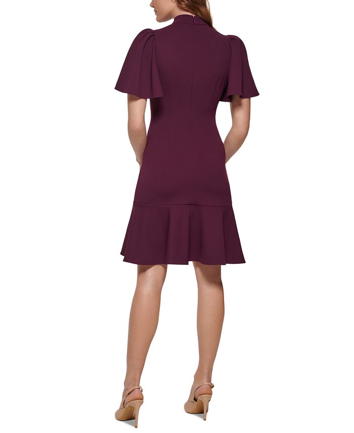 Calvin Klein Mock Neck Fit And Flare Dress Macys