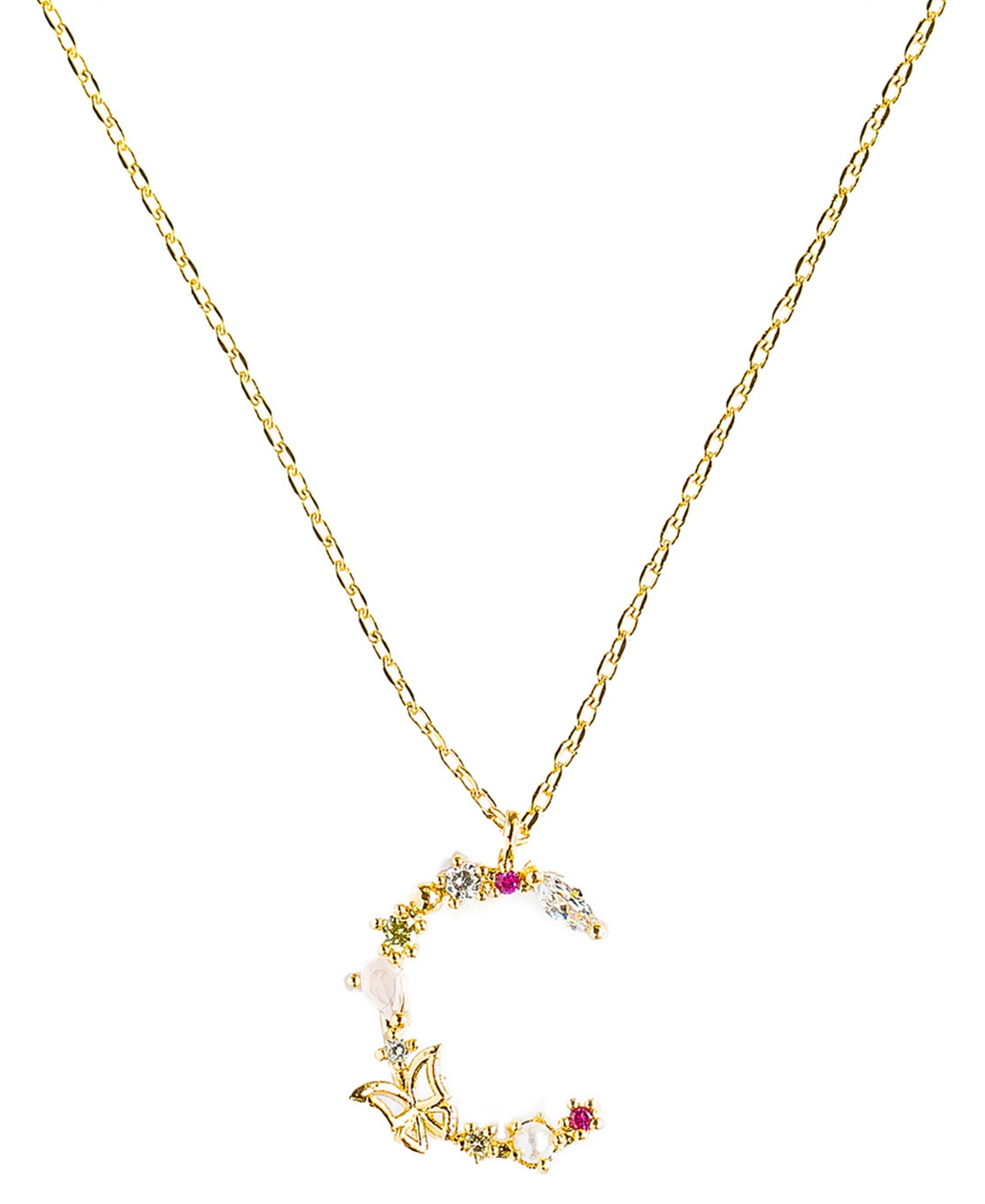 Click here for Girls Crew Flutterfly Stone Initial Necklace - Gol... prices