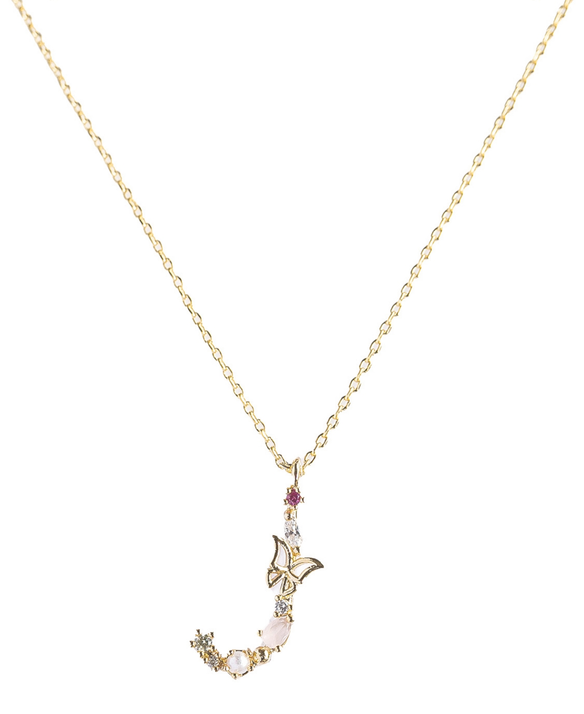 Click here for Girls Crew Flutterfly Stone Initial Necklace - Gol... prices