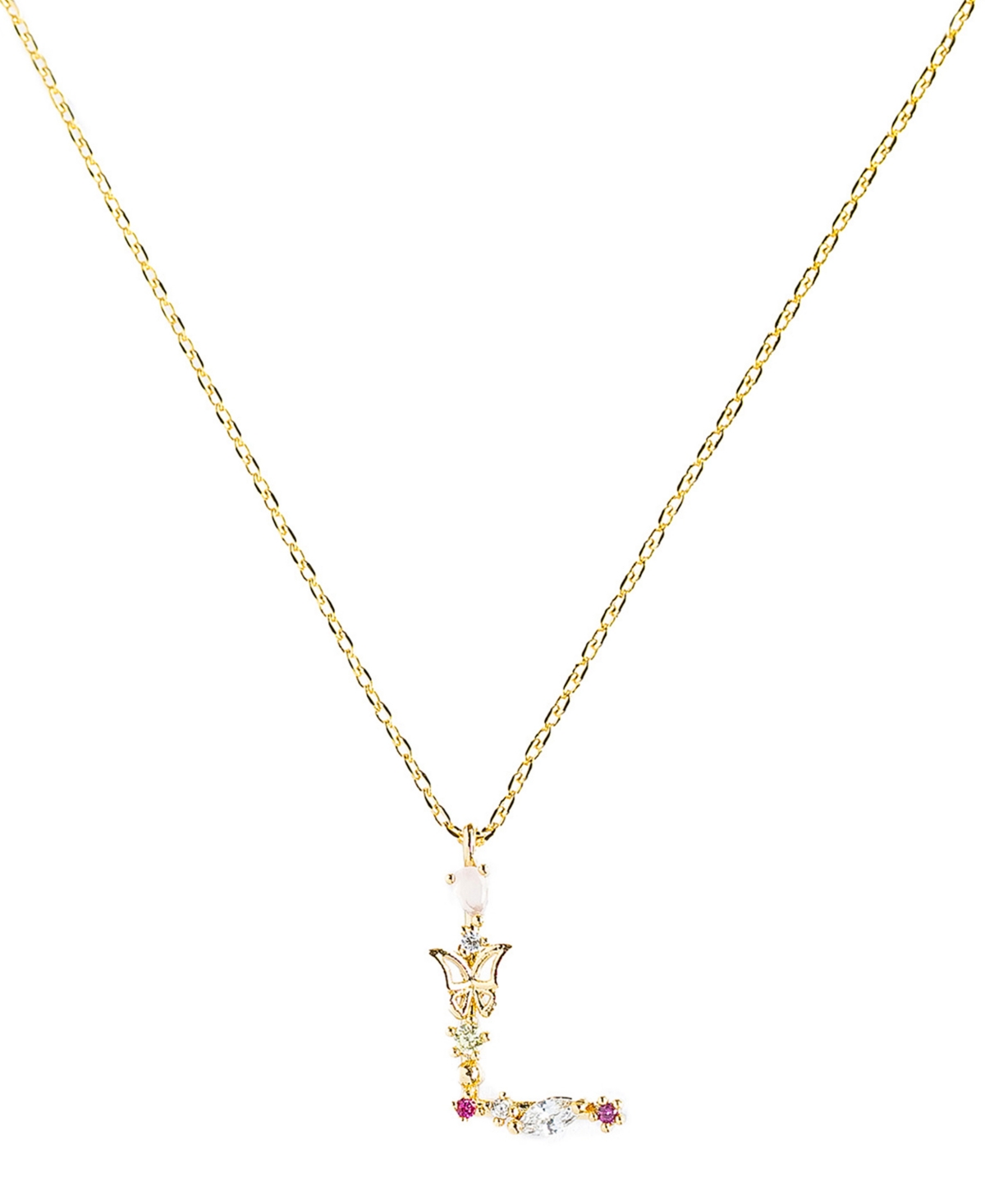 Click here for Girls Crew Flutterfly Stone Initial Necklace - Gol... prices