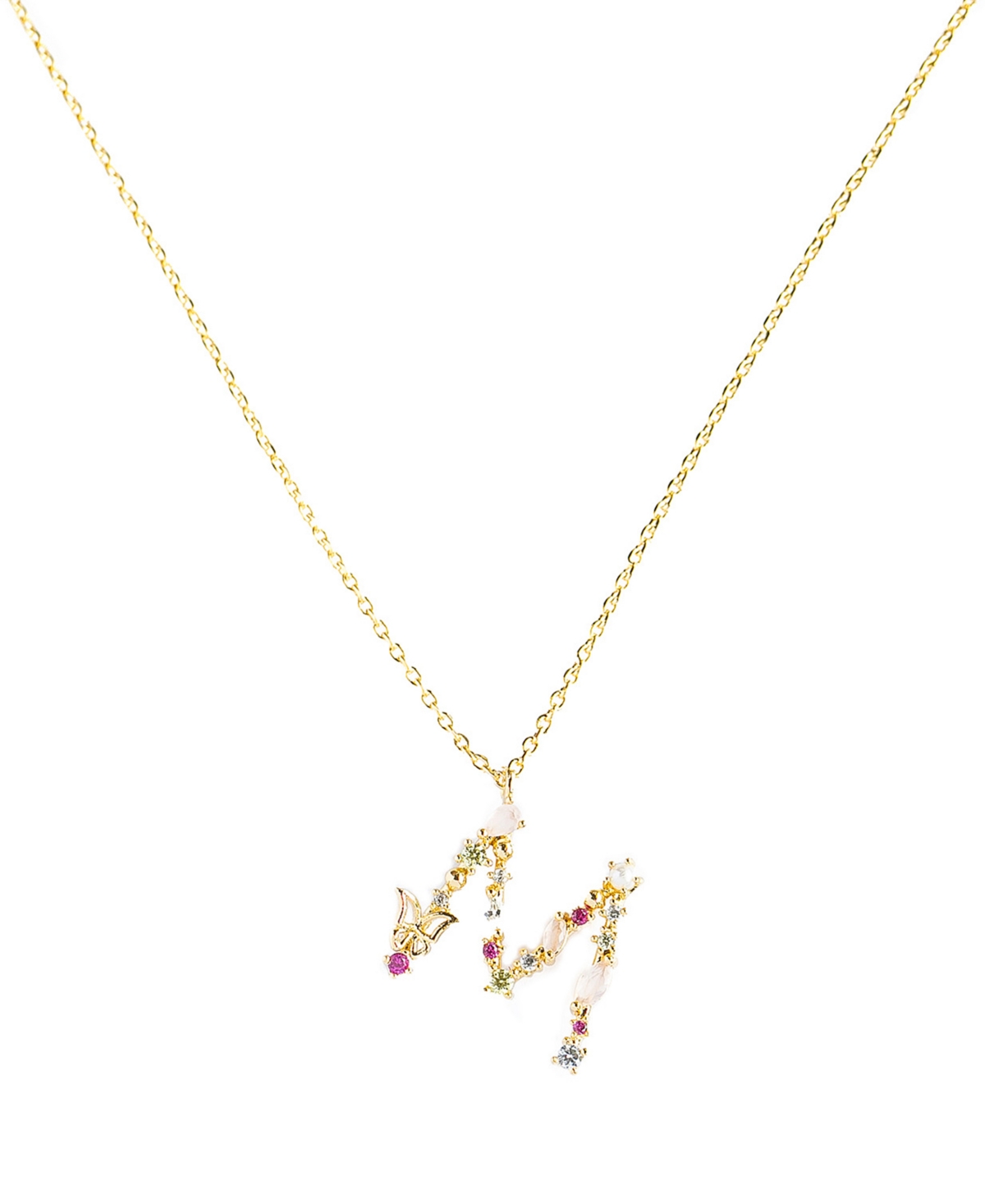 Click here for Girls Crew Flutterfly Stone Initial Necklace - Gol... prices