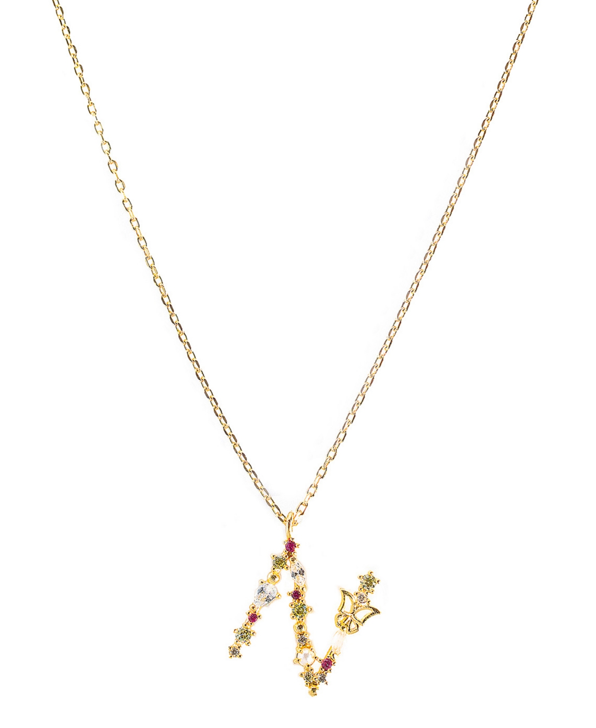 Click here for Girls Crew Flutterfly Stone Initial Necklace - Gol... prices