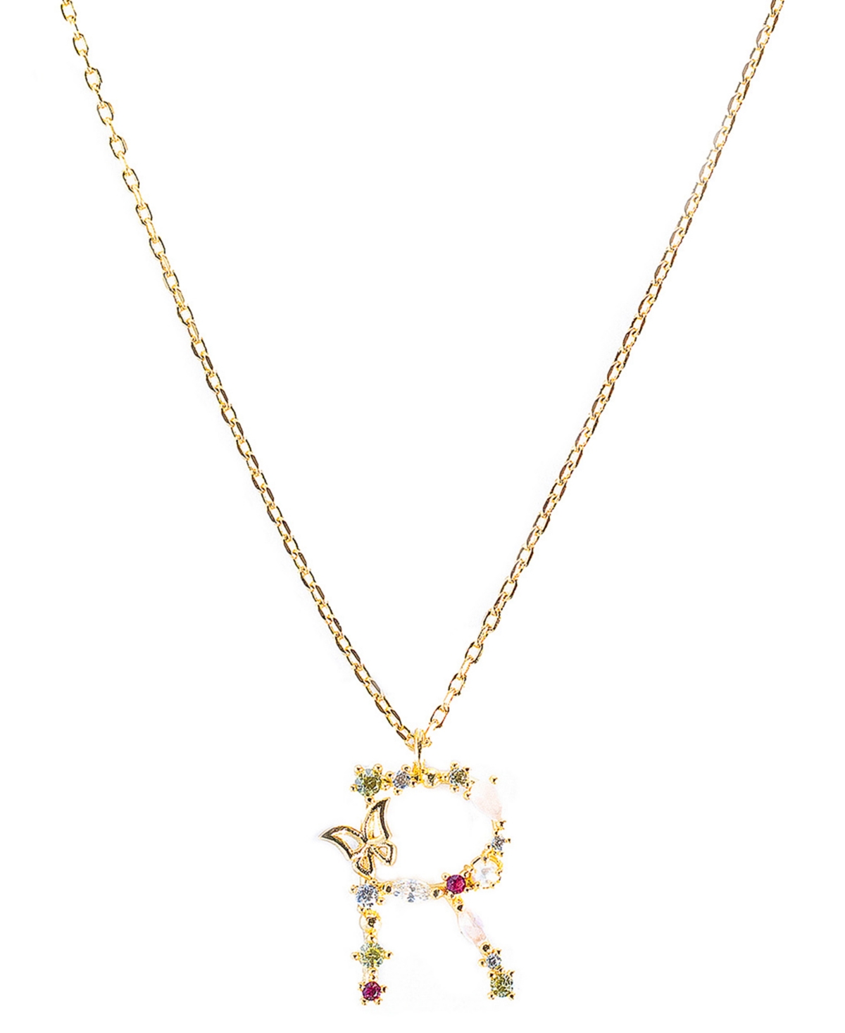 Click here for Girls Crew Flutterfly Stone Initial Necklace - Gol... prices