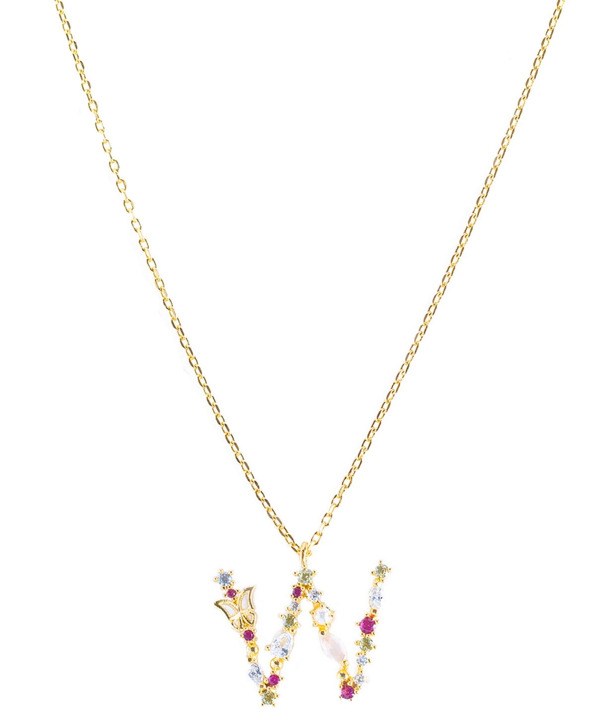 Click here for Girls Crew Flutterfly Stone Initial Necklace - Gol... prices