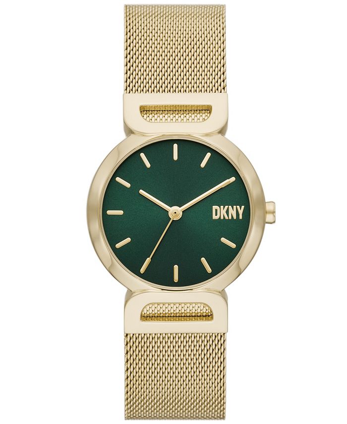 DKNY Women's Downtown D Three-Hand Gold-Tone Stainless Steel Bracelet ...